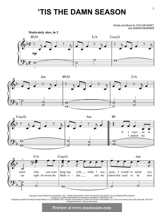 'tis the damn season (Taylor Swift) by A. Dessner on MusicaNeo