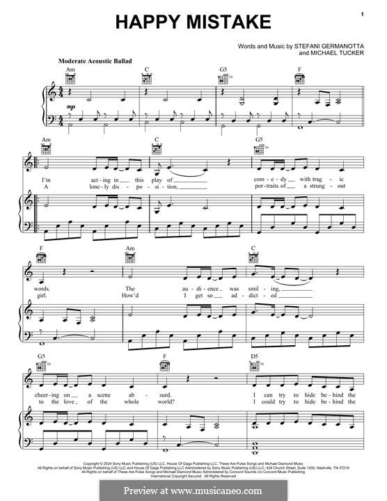 Happy Mistake (Lady Gaga) by S. Germanotta, M. Tucker on MusicaNeo