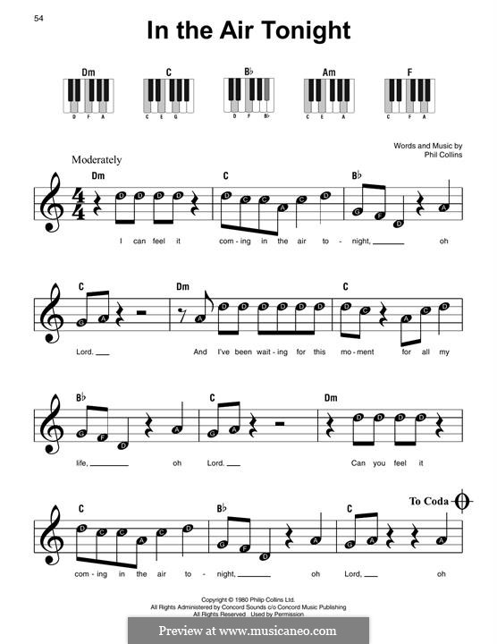 In the Air Tonight by P. Collins - sheet music on MusicaNeo