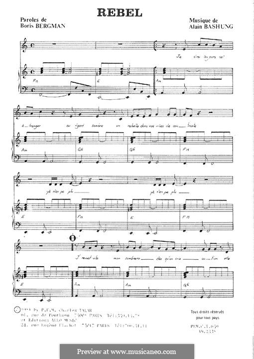 Rebel by A. Bashung - sheet music on MusicaNeo