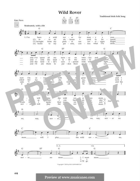 Wild Rover by folklore - sheet music on MusicaNeo