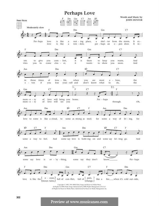 Perhaps Love by J. Denver - sheet music on MusicaNeo