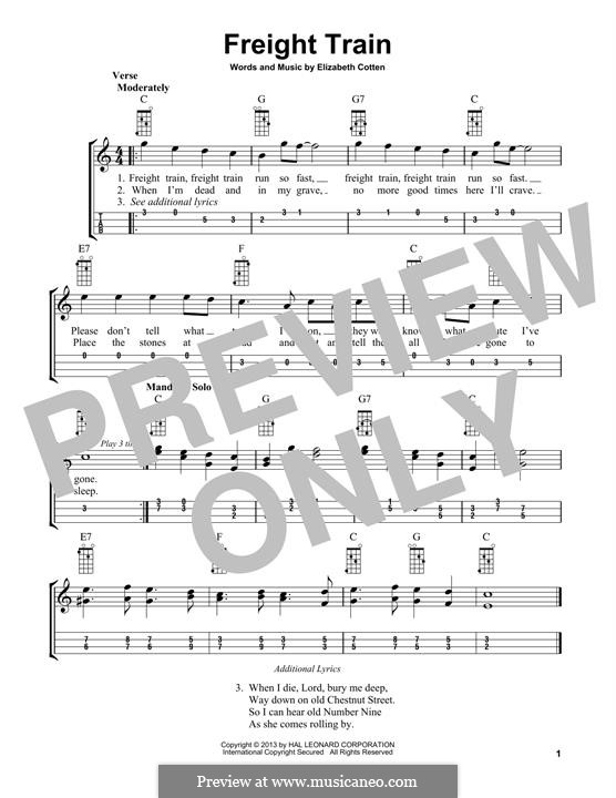 Freight Train by E. Cotten - sheet music on MusicaNeo