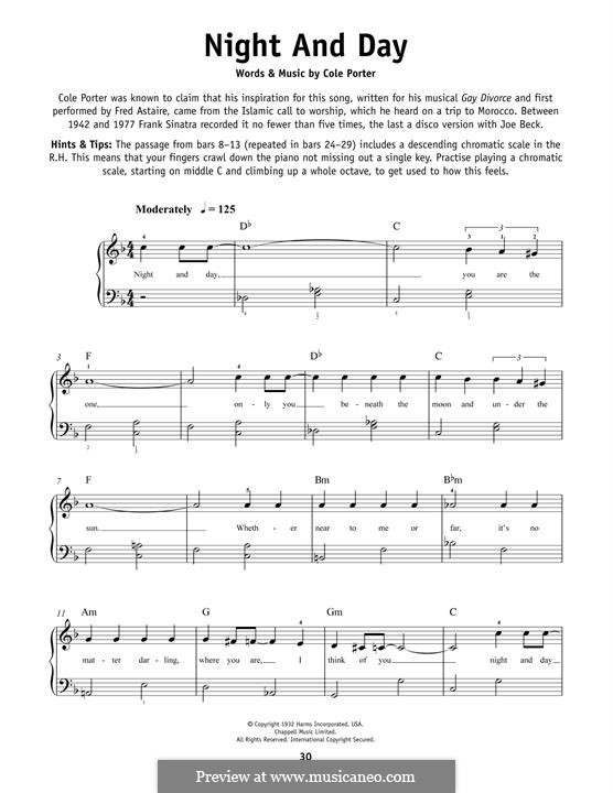 Night and Day (Frank Sinatra) by C. Porter - sheet music on MusicaNeo