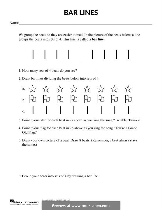 Staff, Measures and Bar Lines by M. Donnelly - sheet music on MusicaNeo