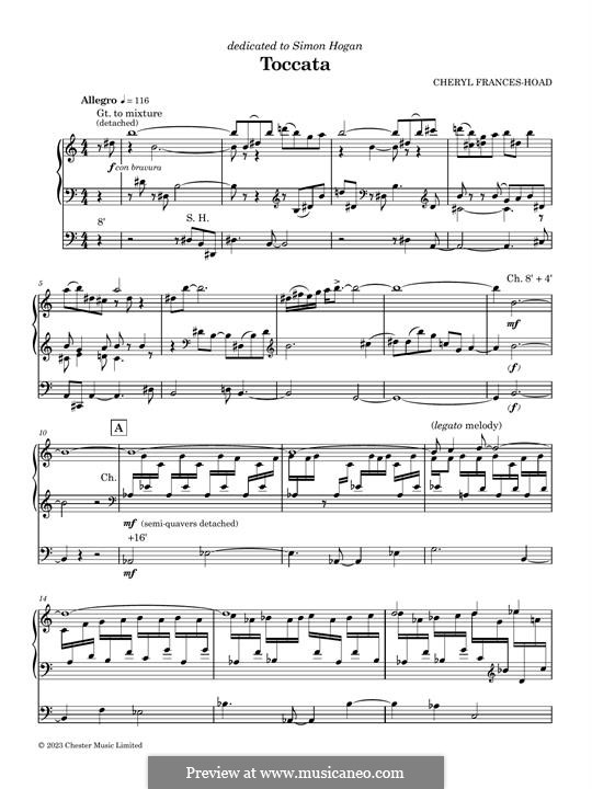Toccata (Per Norgard) by C. Frances-Hoad - sheet music on MusicaNeo
