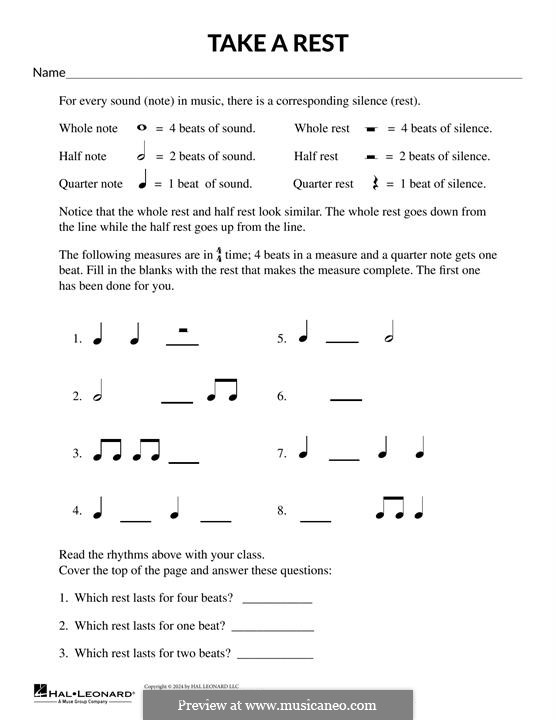 Take a Rest by M. Donnelly - sheet music on MusicaNeo
