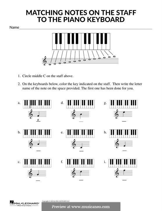 Matching Notes on the Staff to the Piano Keyboard by M. Donnelly on ...