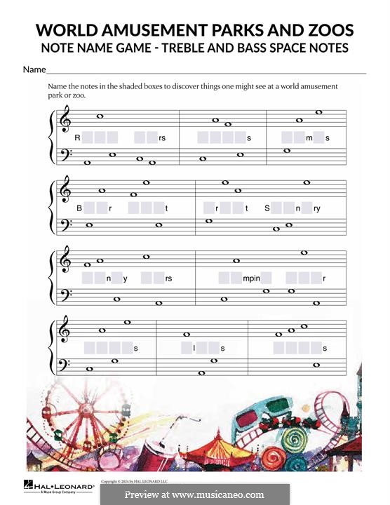 Treble and Bass Space Notes by K. Harrington - sheet music on MusicaNeo