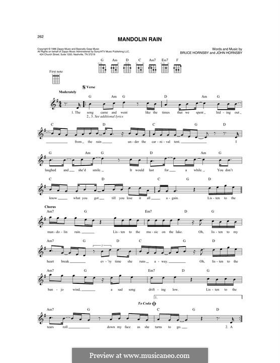 Mandolin Rain by Bruce Hornsby, J. Hornsby - sheet music on MusicaNeo