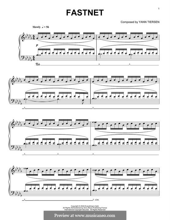 Fastnet by Y. Tiersen - sheet music on MusicaNeo