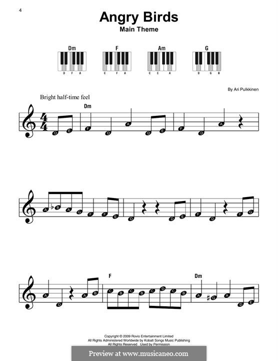 Angry Birds Theme by A. Pulkkinen - sheet music on MusicaNeo
