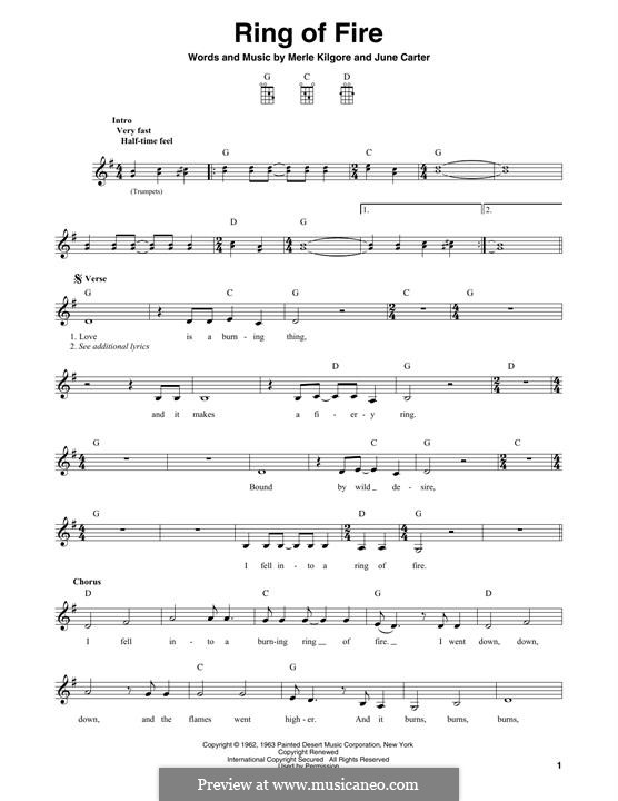 Ring of Fire by J. Carter, M. Kilgore - sheet music on MusicaNeo