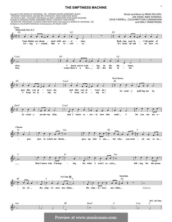 The Emptiness Machine (Linkin Park) by E. Armstrong on MusicaNeo