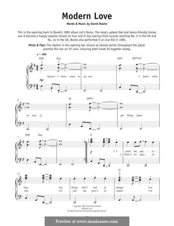 Modern Love by D. Bowie - sheet music on MusicaNeo