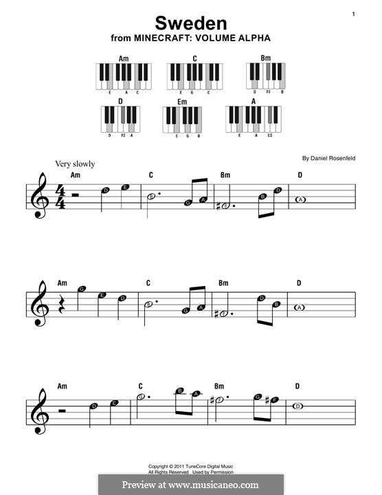 Sweden (from Minecraft) (C418) by D. Rosenfeld - sheet music on MusicaNeo