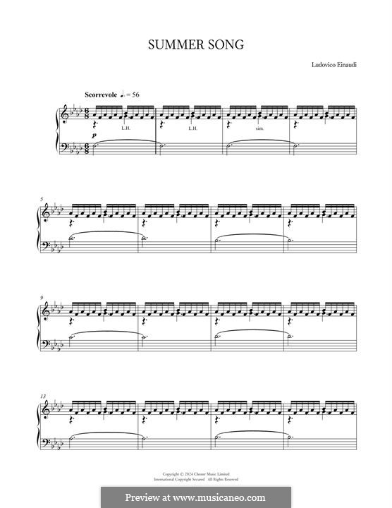 Summer Song by L. Einaudi - sheet music on MusicaNeo
