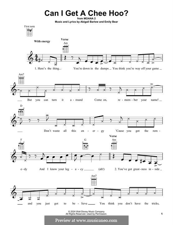 Can I Get A Chee Hoo? (from Moana 2) by A. Barlow, E. Bear on MusicaNeo