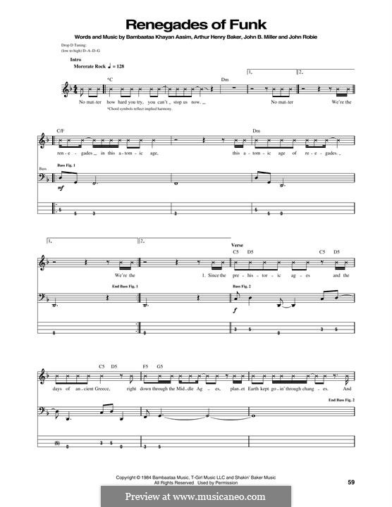 Renegades Of Funk by Rage Against The Machine - sheet music on MusicaNeo