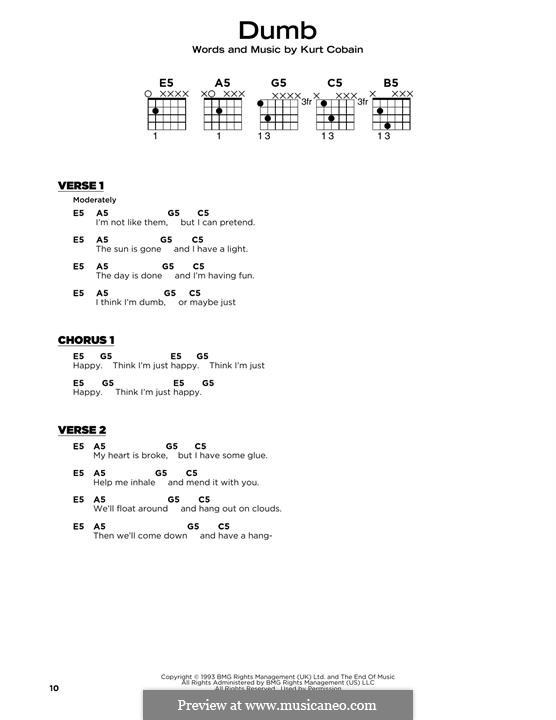 Dumb (Nirvana) by K. Cobain - sheet music on MusicaNeo