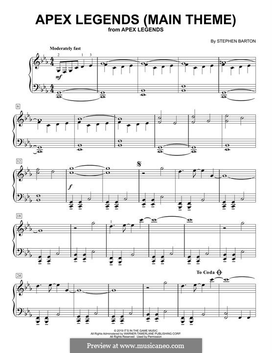 Apex Legends (Main Theme) by S. Barton - sheet music on MusicaNeo