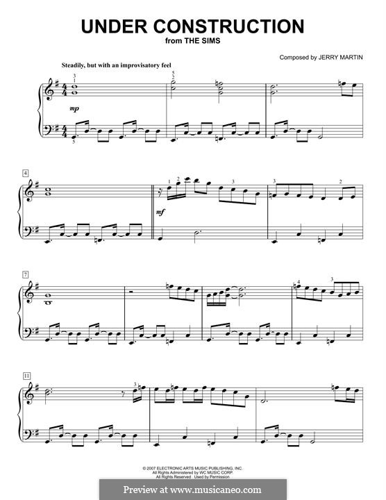 Under Construction (from The Sims) by J. Martin - sheet music on MusicaNeo