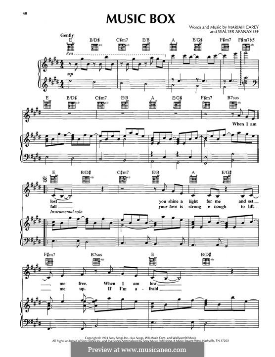 Music Box (Mariah Carey) by M. Carey, W. Afanasieff on MusicaNeo