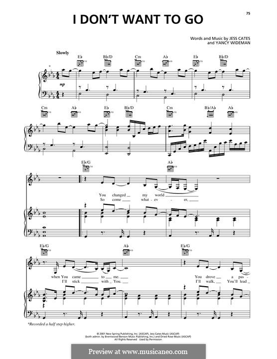 I Don't Want To Go (Avalon) by Y. Wideman - sheet music on MusicaNeo