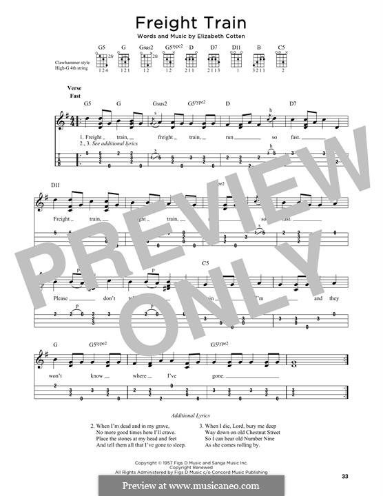 Freight Train by E. Cotten - sheet music on MusicaNeo