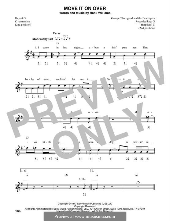 Move It on Over by H. Williams - sheet music on MusicaNeo