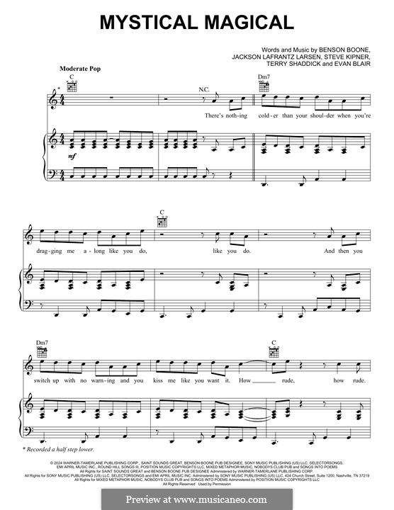 Mystical Magical (Benson Boone) by T. Shaddick, E. Blair on MusicaNeo