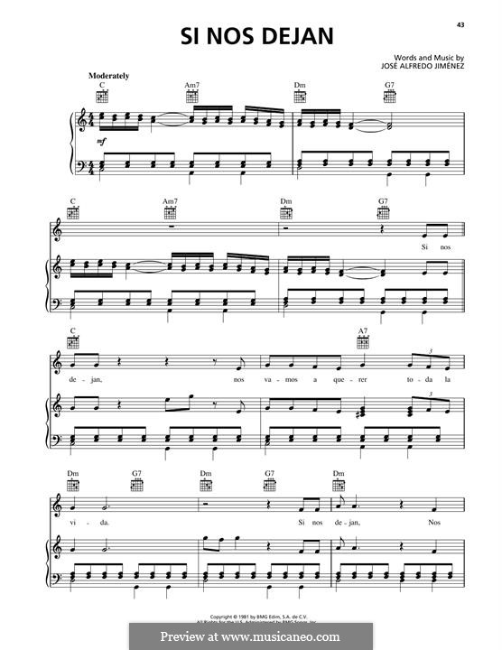 Si Nos Dejan by J.A. Jiménez - sheet music on MusicaNeo