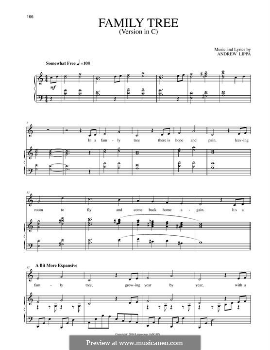 Family Tree (Version in C) by A. Lippa - sheet music on MusicaNeo