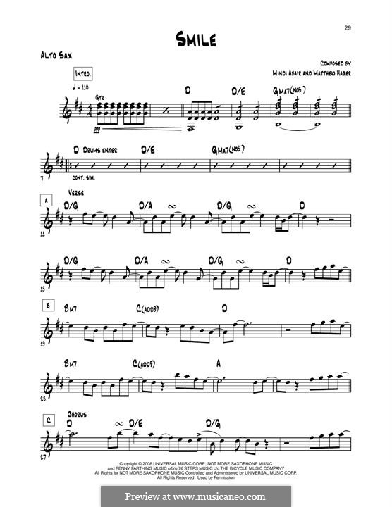 Smile (Mindi Abair) by M. Hager - sheet music on MusicaNeo