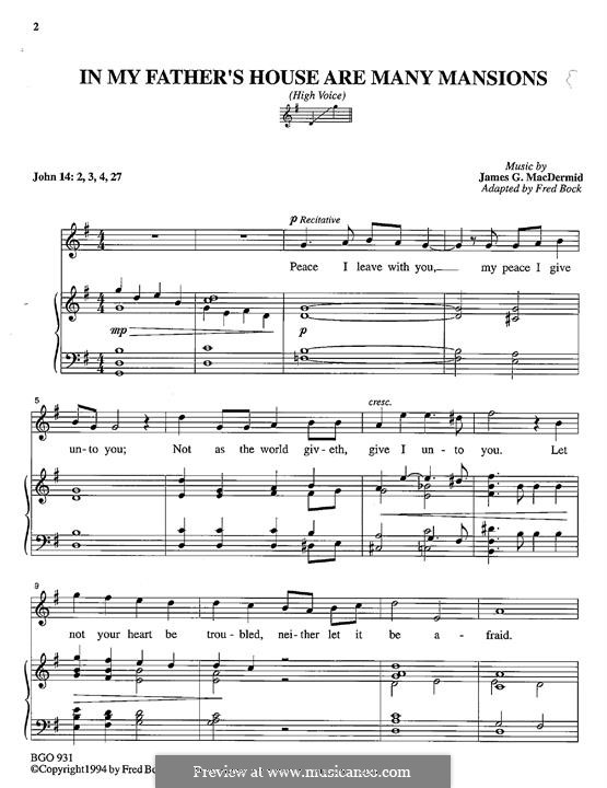 In My Father's House Are Many Mansions (Fred Bock) by J.G. MacDermid on ...