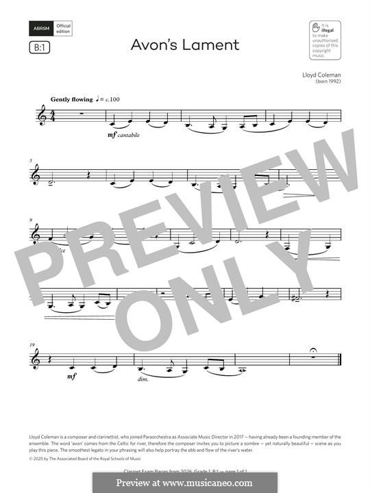 Avon's Lament by L. Coleman - sheet music on MusicaNeo