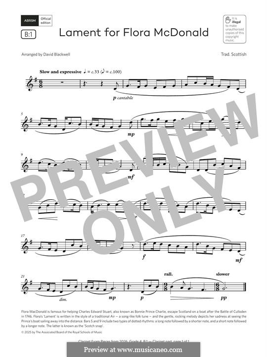 Lament for Flora McDonald by D. Blackwell - sheet music on MusicaNeo