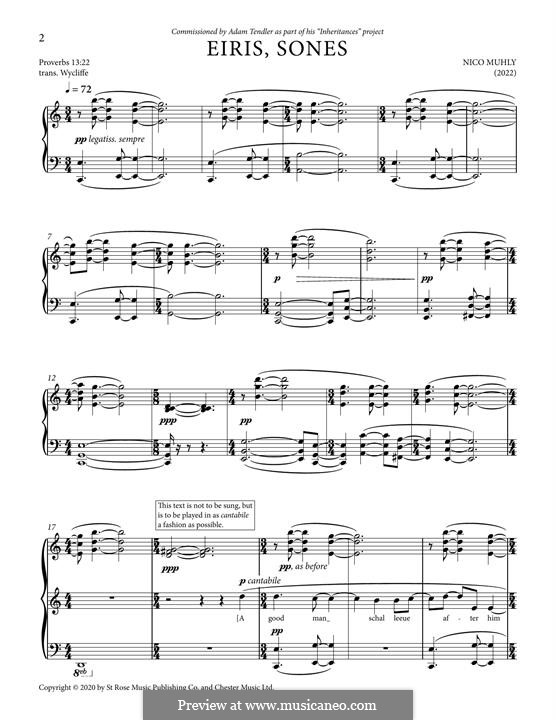 Eiris, Sones by N. Muhly - sheet music on MusicaNeo