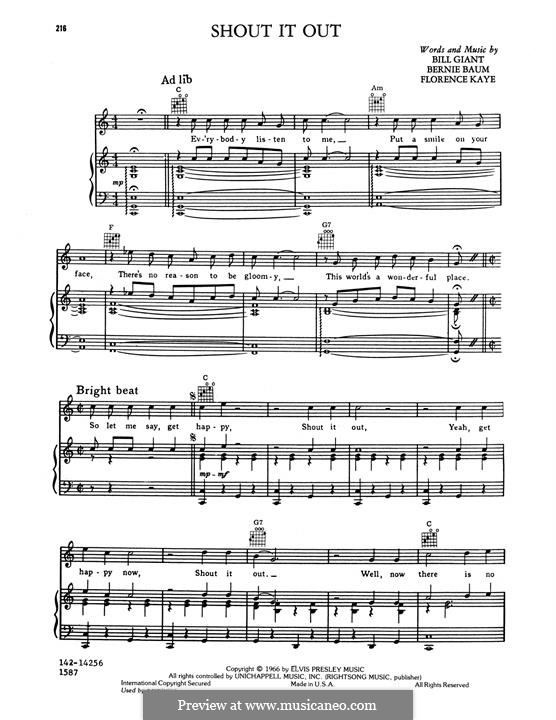 Shout It Out (Elvis Presley) by B. Baum, B. Giant, F. Kaye on MusicaNeo