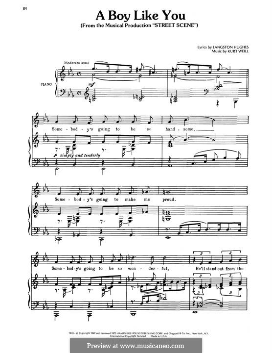 A Boy Like You (from Street Scene) by K. Weill - sheet music on MusicaNeo