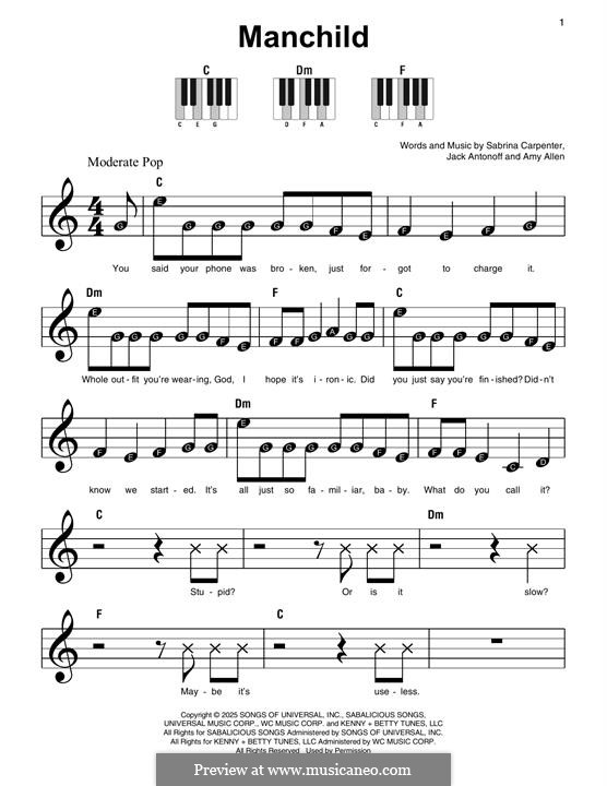 Manchild (Sabrina Carpenter) by J. Antonoff - sheet music on MusicaNeo