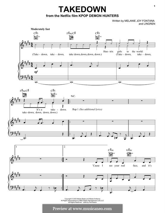 Takedown (from KPop Demon Hunters) by M. Fontana - sheet music on MusicaNeo