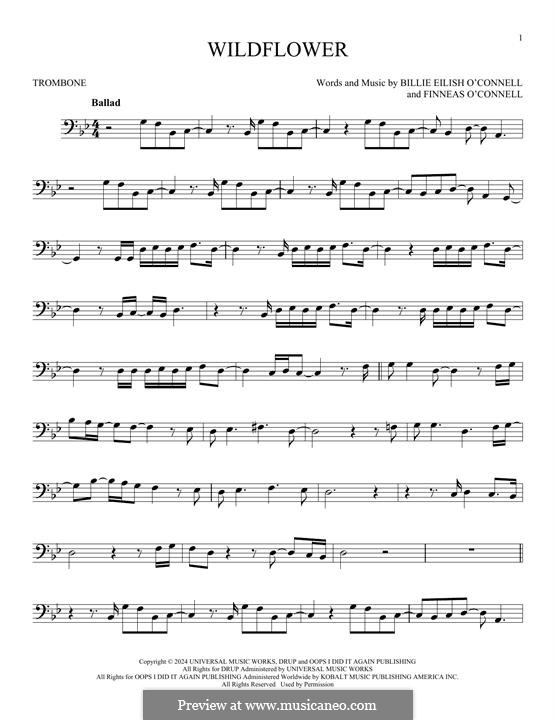 Wildflower (Billie Eilish) by F. O'Connell - sheet music on MusicaNeo