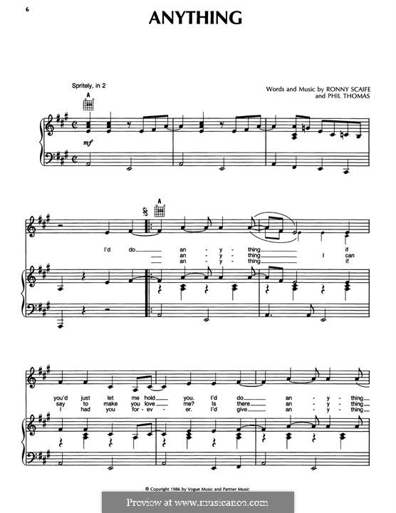 Anything (Randy Travis) by R. Scaife, P. Thomas - sheet music on MusicaNeo