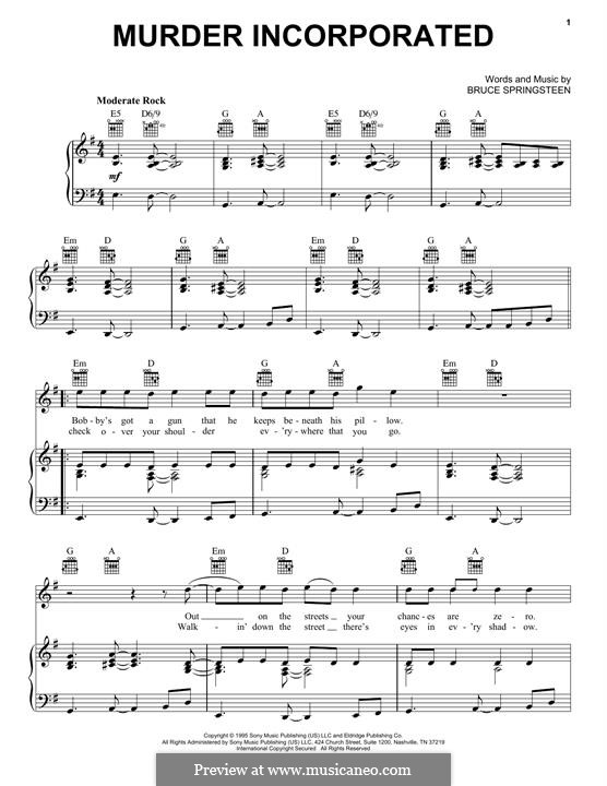 Murder Incorporated by B. Springsteen - sheet music on MusicaNeo