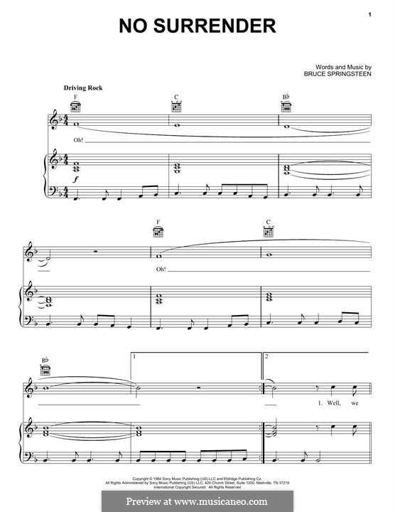 No Surrender by B. Springsteen - sheet music on MusicaNeo