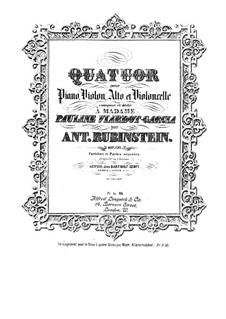Quartet for Strings and Piano in C Major, Op.66 by A. Rubinstein on MusicaNeo
