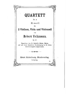 String Quartet No.4 in E Minor, Op.35 by R. Volkmann on MusicaNeo