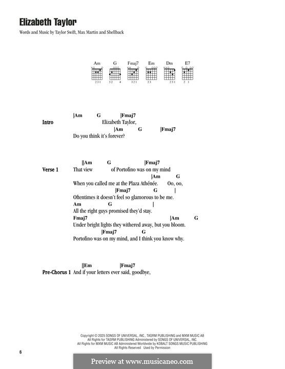 Elizabeth Taylor (Taylor Swift) by Shellback, Max Martin on MusicaNeo