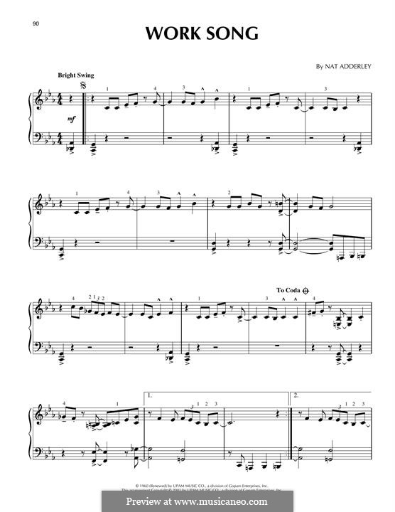 Work Song by J.C. Adderley - sheet music on MusicaNeo